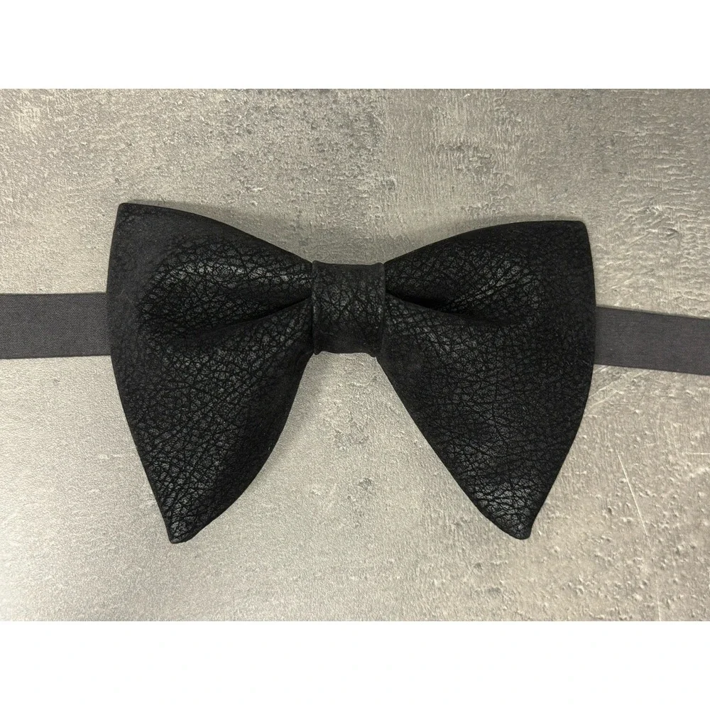 Handmade | Accessories | Handmade Black Faux Leather Bow Tie Vintage ...